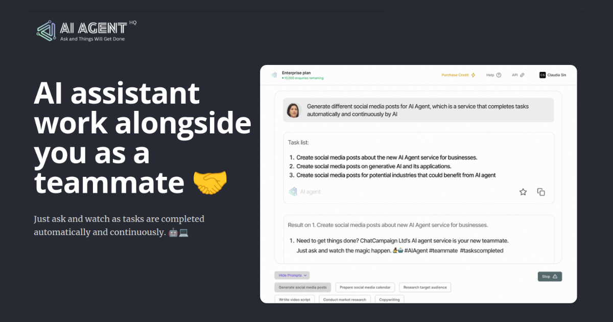 AI Agent: AI virtual assistant work alongside you as a teammate 🤝